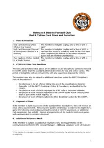 BDFC Red & Yellow Card Fines & Penalties - Balmain & District Football Club