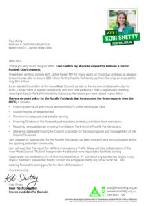 Kobi Shetty BDFC Letter Rozelle Parklands - Balmain & District Football ...
